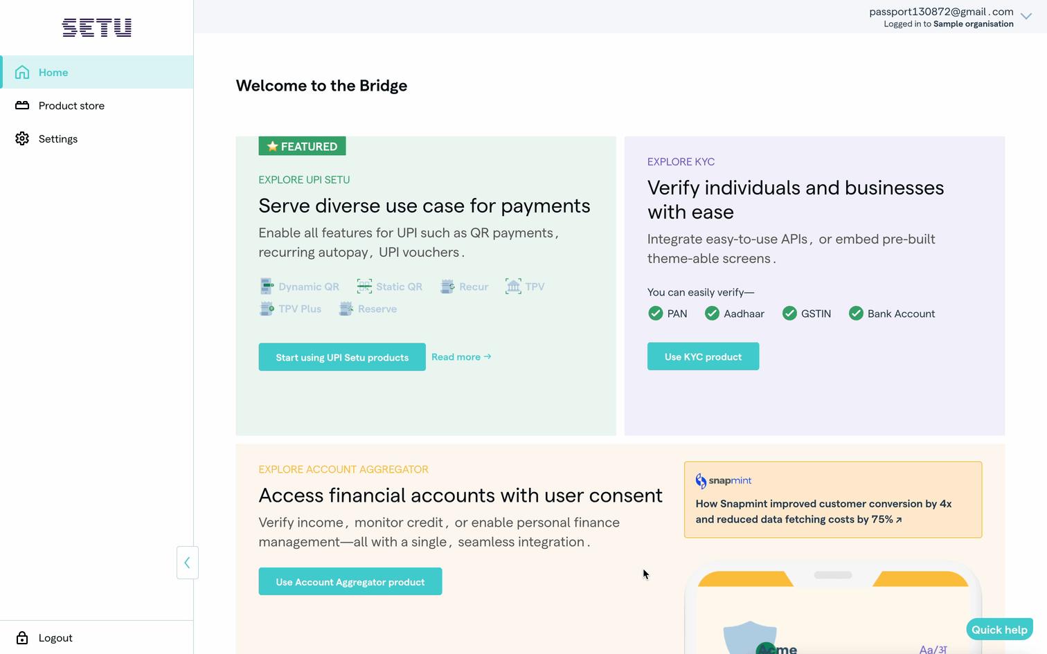 Bridge user profile — Setu Docs